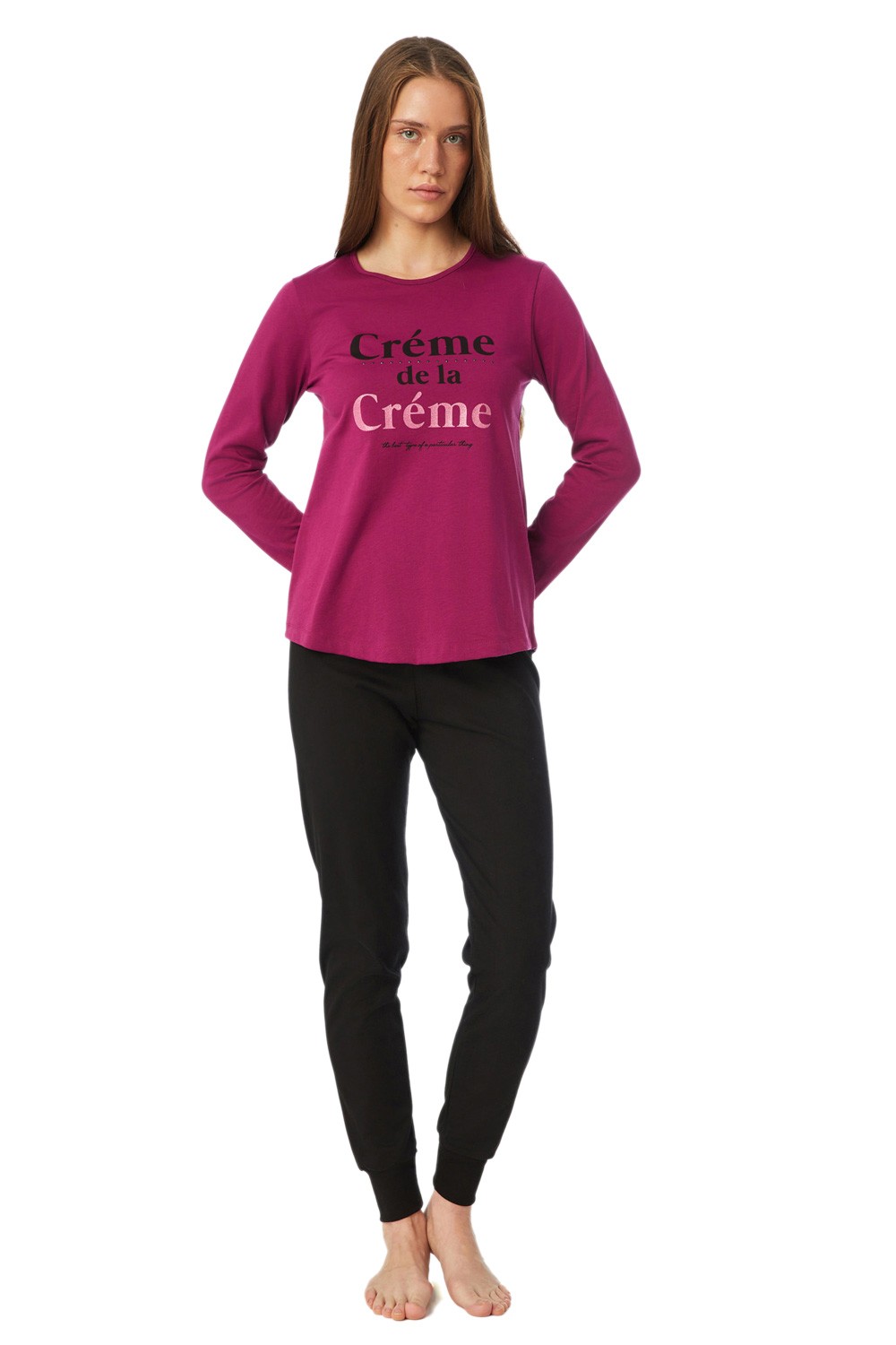 Minerva γυναικεία χειμερινή βαμβακερή πυτζάμα"Creme de la Creme"-52448-399